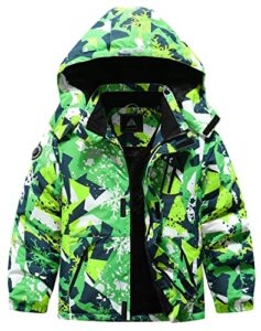 moerdeng kid's ski jacket waterproof winter coat boy's and girl's fleece snowboarding jackets with detachable hood