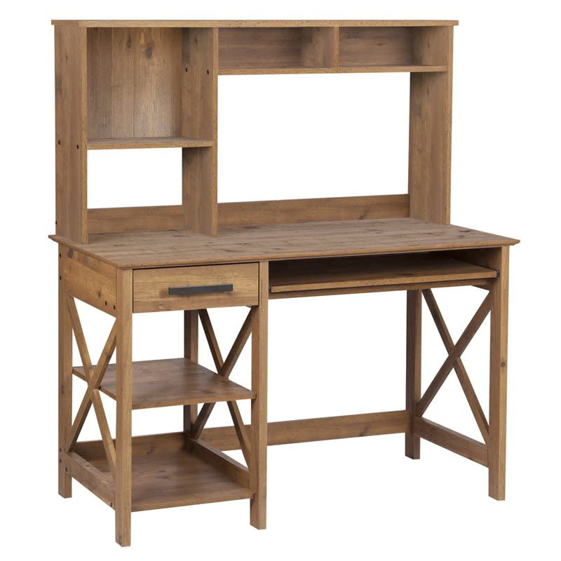 Saint Birch Honduras Open Shelf Modern Wood Hutch Desk in Rustic Brown