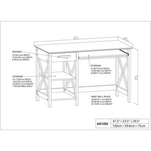 Saint Birch Honduras Open Shelf Modern Wood Hutch Desk in Rustic Brown