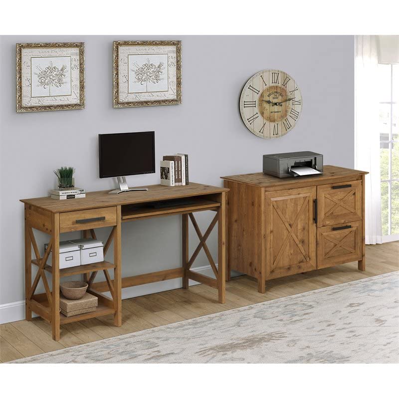 Saint Birch Honduras Open Shelf Modern Wood Hutch Desk in Rustic Brown