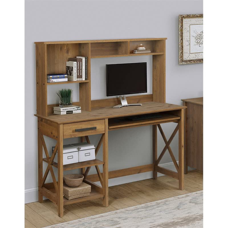 Saint Birch Honduras Open Shelf Modern Wood Hutch Desk in Rustic Brown