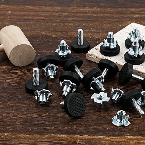 AIEX Adjustable Furniture Levelers, 16pcs Leveling Feet Screw in Chair Feet with T-Nuts Table Chair Leveler Furniture Glide Leveling Feet for Furniture Leg Cupboard(Metric M6)