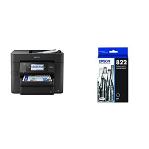 epson workforce pro wf-4830 wireless all-in-one printer, black, large & t822 durabrite ultra ink standard capacity black cartridge (t822120-s) for select workforce pro printers