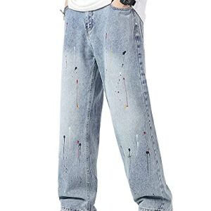 PARVENZA Men's Regular Jeans Classic Denim Pants Straight Trousers (DY18,M)