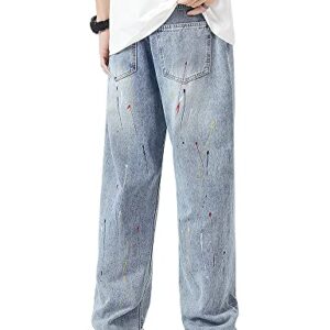 PARVENZA Men's Regular Jeans Classic Denim Pants Straight Trousers (DY18,M)