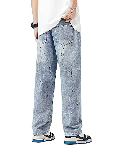 PARVENZA Men's Regular Jeans Classic Denim Pants Straight Trousers (DY18,M)