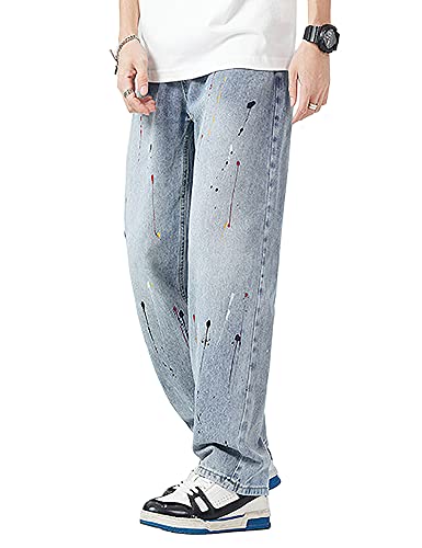 PARVENZA Men's Regular Jeans Classic Denim Pants Straight Trousers (DY18,M)