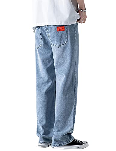 PARVENZA Men's Regular Jeans Classic Denim Pants Straight Trousers (DY05,3XL)