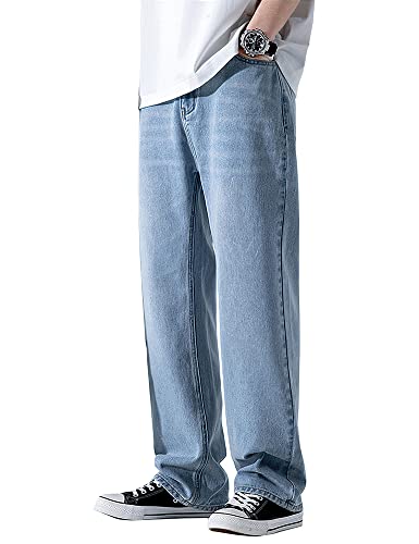 PARVENZA Men's Regular Jeans Classic Denim Pants Straight Trousers (DY05,3XL)