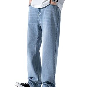 PARVENZA Men's Regular Jeans Classic Denim Pants Straight Trousers (DY05,3XL)