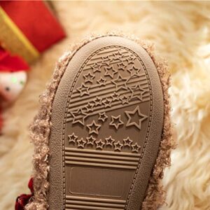 Nixlepus Women's Reindeer Slippers Bedroom House Animal Slipper Cozy Furry Christmas Red Nose Reindeer Rudolph Winter (Size EU 39/US 9/UK 7)