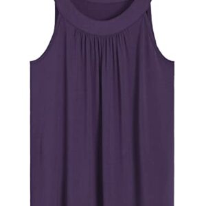 Latuza Women's Soft Bamboo Viscose Tank Top Shorts Pajamas Set 2X Eggplant