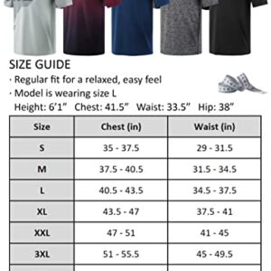 5 Pack Men’s Active Quick Dry Crew Neck T Shirts | Athletic Running Gym Workout Short Sleeve Tee Tops Bulk (Set 3, Large)