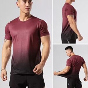 5 Pack Men’s Active Quick Dry Crew Neck T Shirts | Athletic Running Gym Workout Short Sleeve Tee Tops Bulk (Set 3, Large)