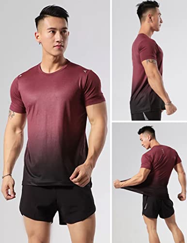 5 Pack Men’s Active Quick Dry Crew Neck T Shirts | Athletic Running Gym Workout Short Sleeve Tee Tops Bulk (Set 3, Large)