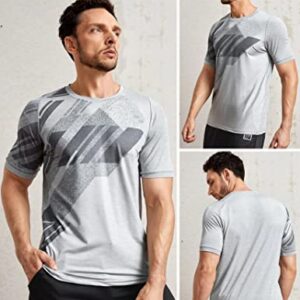 5 Pack Men’s Active Quick Dry Crew Neck T Shirts | Athletic Running Gym Workout Short Sleeve Tee Tops Bulk (Set 3, Large)