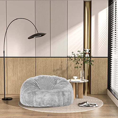 Taotique (Cover only, No Filler) Giant Bean Bag Chair Cover Soft Faux RH Fur Sofa Bed Cover Washable Bean Bag Couch Cover for Adult and Kids with Liner