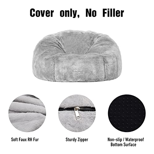 Taotique (Cover only, No Filler) Giant Bean Bag Chair Cover Soft Faux RH Fur Sofa Bed Cover Washable Bean Bag Couch Cover for Adult and Kids with Liner