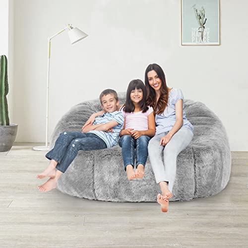 Taotique (Cover only, No Filler) Giant Bean Bag Chair Cover Soft Faux RH Fur Sofa Bed Cover Washable Bean Bag Couch Cover for Adult and Kids with Liner