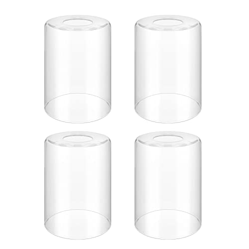 Licperron Clear Glass Lamp Shade Replacement 4 Pack,5.5inch High, 3.9inch Diameter, 1.69inch Fitter, High Transmittance Cylinder Glass Lampshade Covers for Vanity wall light fixtures Pendant Light