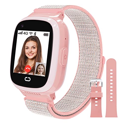 Kids Smart Watch with SIM Card, 4G Kids GPS Watch with Phone Call Text Message WiFi Bluetooth Music Pedometer School Mode Easy-to-Remove Nylon Watch Strap, Wrist Watch for 4-12 Boys Girls