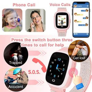 Kids Smart Watch with SIM Card, 4G Kids GPS Watch with Phone Call Text Message WiFi Bluetooth Music Pedometer School Mode Easy-to-Remove Nylon Watch Strap, Wrist Watch for 4-12 Boys Girls