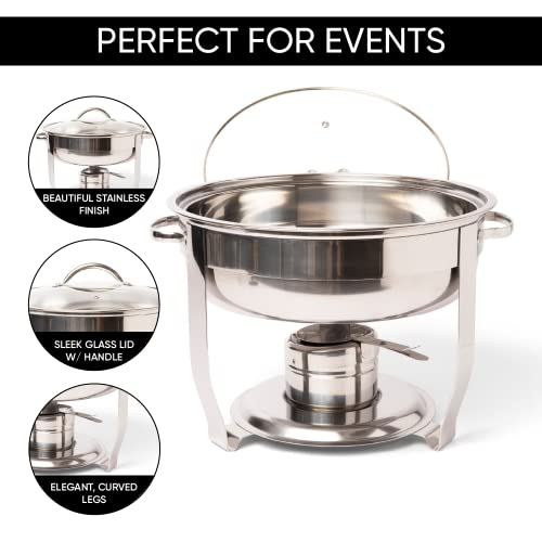 Chafing Dish Buffet Set with Tempered Glass Lid - Food Warmers For Parties - Serving Dishes - Catering Supplies - Burners For Keeping Food Warm - Chaffing Server With Transparent Lid