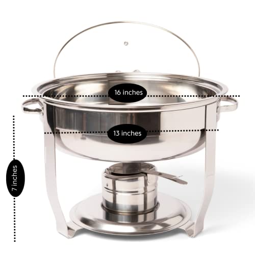 Chafing Dish Buffet Set with Tempered Glass Lid - Food Warmers For Parties - Serving Dishes - Catering Supplies - Burners For Keeping Food Warm - Chaffing Server With Transparent Lid