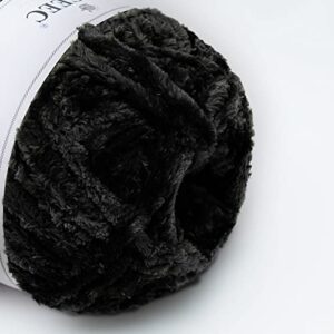 NICEEC 300g Soft Chenille Yarn Blanket Yarn Velvet Yarn for Knitting Fancy Yarn for Crochet Weaving DIY Craft Total Length 150m (164yds)_Black