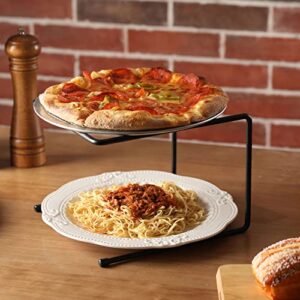 MyGift Set of 6 Black Metal Pizza Pan Riser Stands - Tabletop Hot and Cold Food Platter Tray Display - Countertop Baking Sheet Wire Cooling Racks