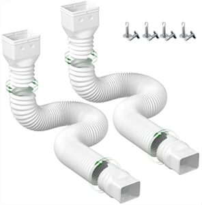 yotody 2 pack rain gutter downspout extensions flexible,drain downspout extender connector 21"-60",screws for included,white