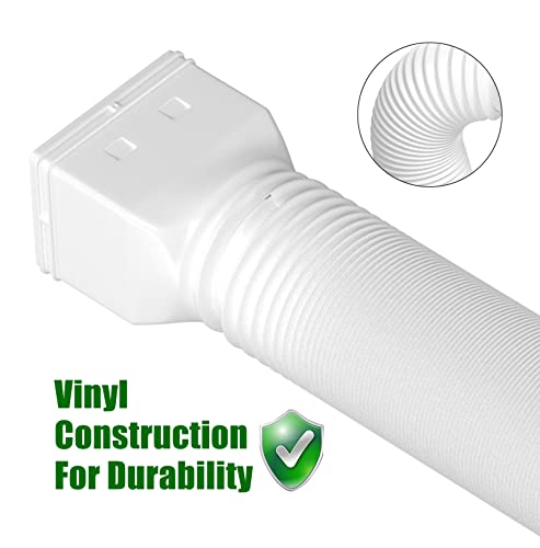 YOTODY 2 Pack Rain Gutter Downspout Extensions Flexible,Drain Downspout Extender Connector 21"-60",Screws for Included,White