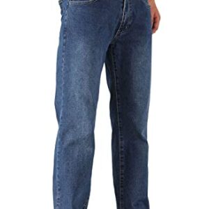 Soojun Men's Flex Waistband Relaxed Fit Straight Leg Jeans, Medium Stonewash, 36W x 30L