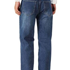 Soojun Men's Flex Waistband Relaxed Fit Straight Leg Jeans, Medium Stonewash, 36W x 30L