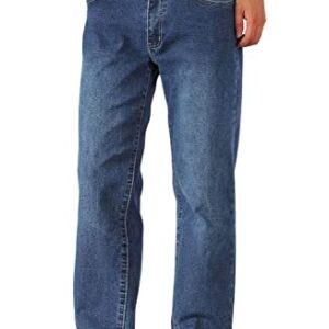 Soojun Men's Flex Waistband Relaxed Fit Straight Leg Jeans, Medium Stonewash, 36W x 30L