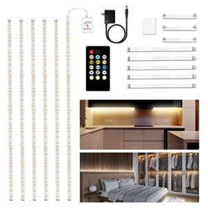 daybetter under cabinet lights, 6 pcs dimmable under cabinet lighting with remote, led strip lights for kitchen cabinet, counter, shelf, 2700k-6500k warm to daylight white, timing, 360 leds, 20 ft