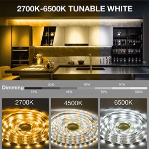 DAYBETTER Under Cabinet Lights, 6 PCS Dimmable Under Cabinet Lighting with Remote, LED Strip Lights for Kitchen Cabinet, Counter, Shelf, 2700K-6500K Warm to Daylight White, Timing, 360 LEDs, 20 ft