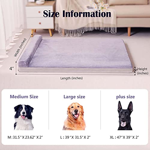 Dog Beds for Large Dogs Orthopedic Dog Bed Pillow Pet Bed Mat 39 inch Joint Relief Pet Sleeping Mattress, Non Slip Removable Washable Cover