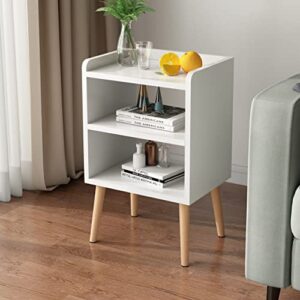 lucknock nightstand, mid-century modern bedside tables with storage shelf, minimalist and practical end side table, fashion bedroom furnitur,white.