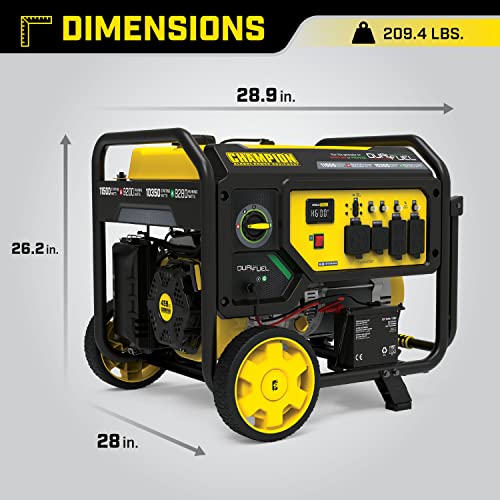 Champion Power Equipment 201194 11,500/9,200-Watt Dual Fuel Portable Generator, Electric Start