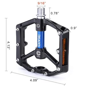 CXWXC Road/MTB Bike Pedals - Aluminum Alloy Bicycle Pedals - Mountain Bike Pedal with Removable Anti-Skid Nails (D:Black-Blue)