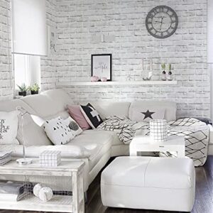 Timeet Brick Wallpaper Peel and Stick Wallpaper White Grey Brick Contact Paper 3D Brick Wall Paper Stick and Peel Wallpaper Removable for Bedroom Living Room Decoration 17.7in x 78.7in