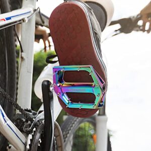 MZYRH Road/Mountain Bike Pedals MTB Pedals Aluminum Alloy Bicycle Pedals 9/16" Sealed Bearing Lightweight Platform for Road Mountain BMX MTB Bike Rainbow