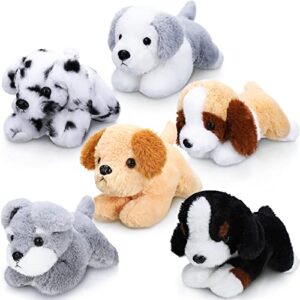 6 pcs 8 inch dog stuffed animal plush dog puppy soft plush dog pillow toy fluffy puppy set for kids girls dog theme party favor birthday baby room home decor (mixed color, mixed style)