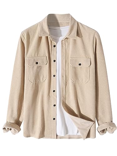 ZAFUL Pocket Patch Solid Color Corduroy Shirt Coffee M