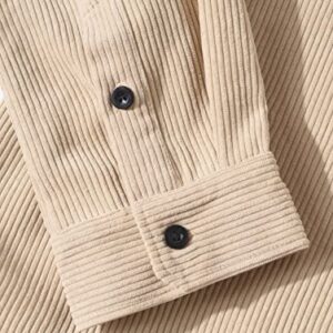 ZAFUL Pocket Patch Solid Color Corduroy Shirt Coffee M