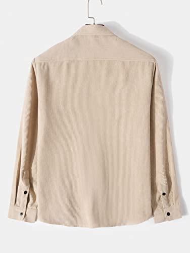 ZAFUL Pocket Patch Solid Color Corduroy Shirt Coffee M