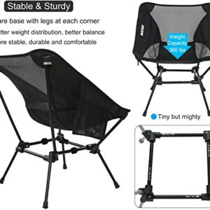 MARCHWAY Ultralight Folding Camping Chair, Heavy Duty Portable Compact for Outdoor Camp, Travel, Beach, Picnic, Festival, Hiking, Lightweight Backpacking (Black)