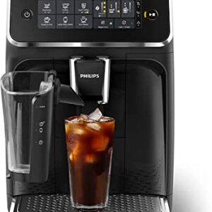 Philips 3200 Series Fully Automatic Espresso Machine - LatteGo Milk Frother & Iced Coffee, 5 Coffee Varieties, Intuitive Touch Display, Black, (EP3241/74)