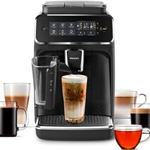 Philips 3200 Series Fully Automatic Espresso Machine - LatteGo Milk Frother & Iced Coffee, 5 Coffee Varieties, Intuitive Touch Display, Black, (EP3241/74)